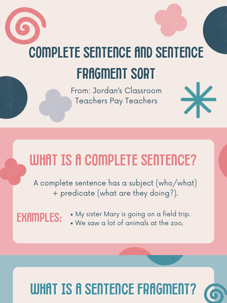 Complete Sentences vs. Fragments Guide | PDF