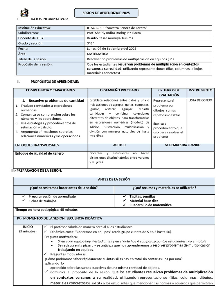 SESION - DE - MAT. - 3ºB, 09-09. - Comp. Resuleve Prob, de Cantidad ...