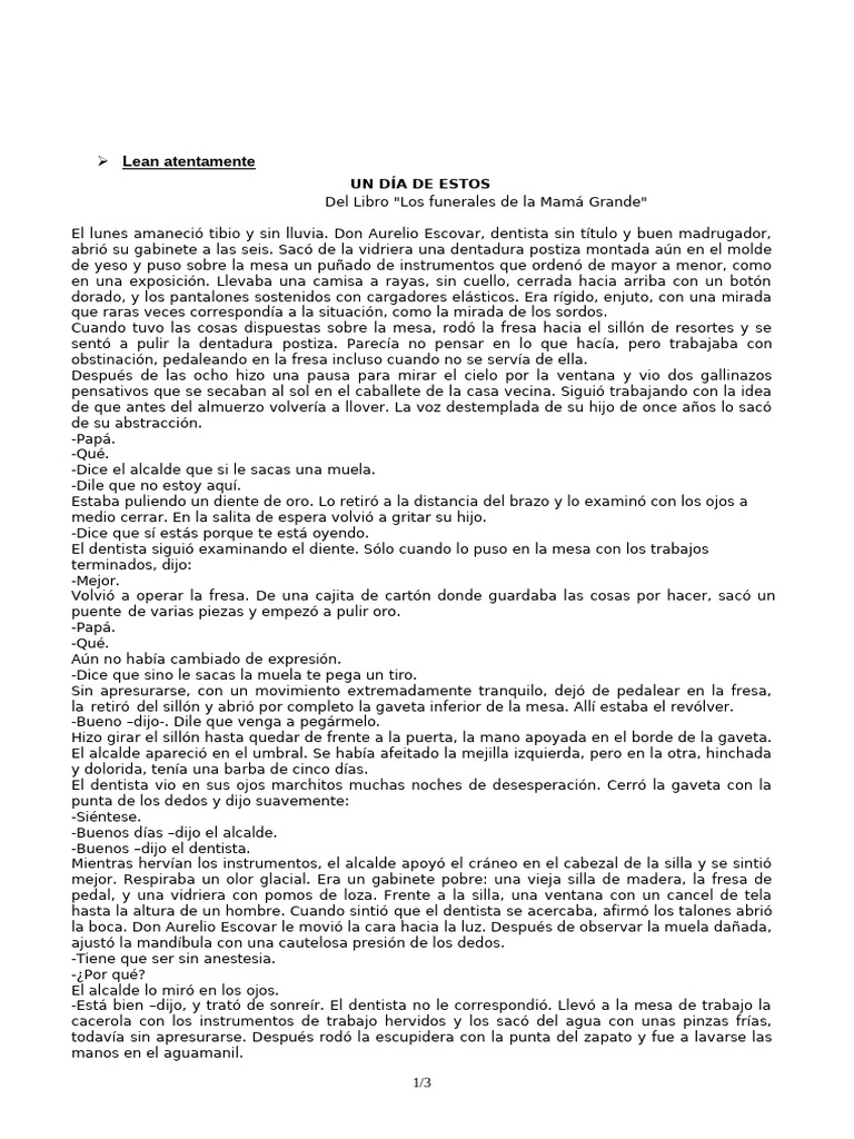 TP Un Día de Estos | PDF