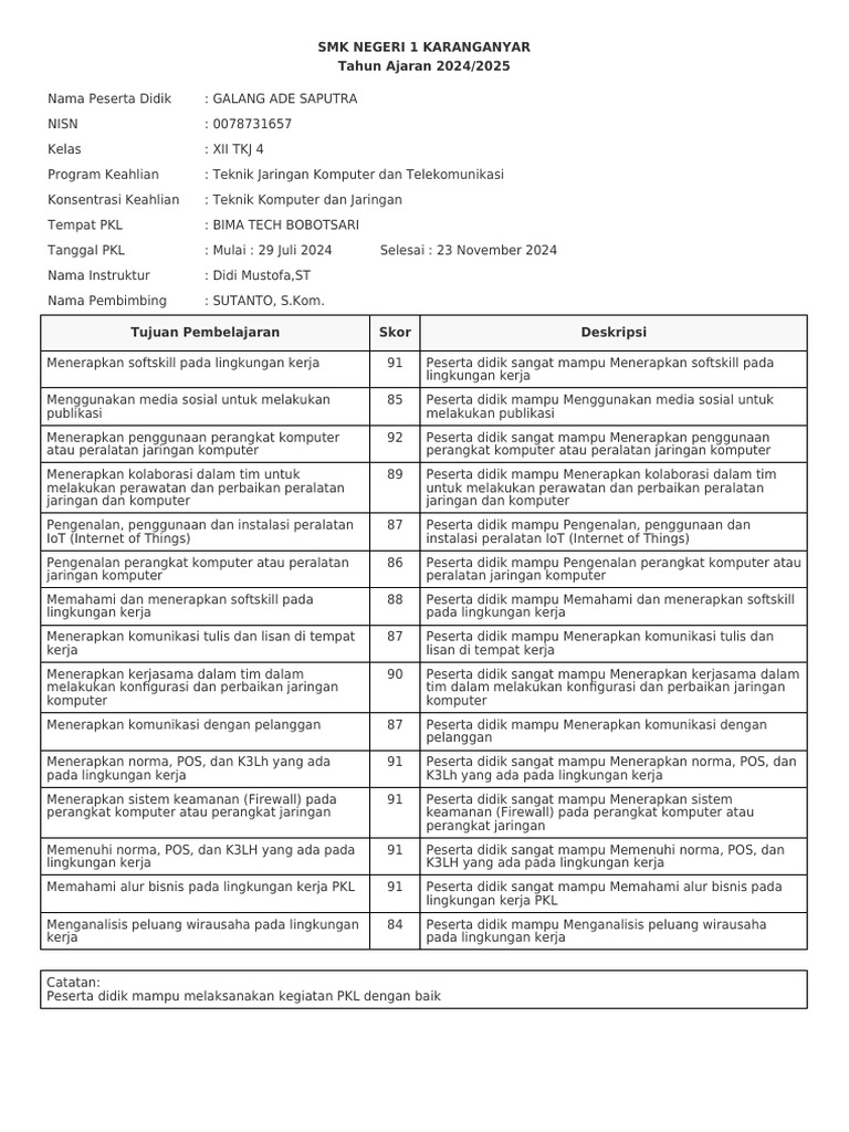 Galang Ade Saputra Bima Tech Bobotsari 23-11-2024 | PDF
