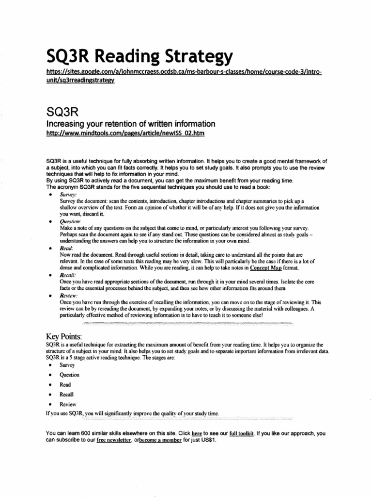 Mastering SQ3R Reading Strategy | PDF | Information | Communication