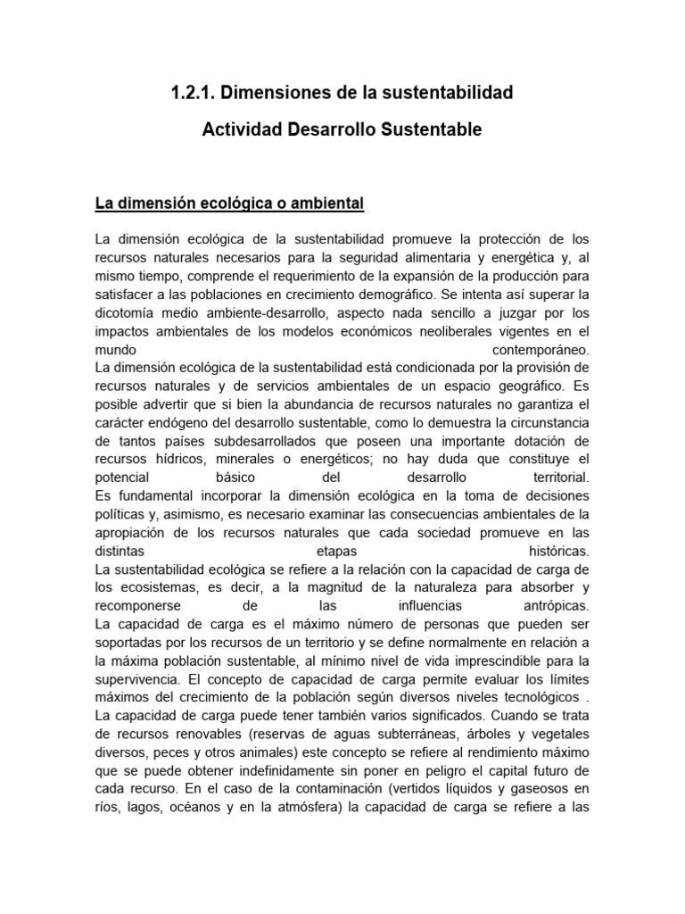 Dimensiones de La Sustentabilidad | PDF | Sustentabilidad | Desarrollo sostenible