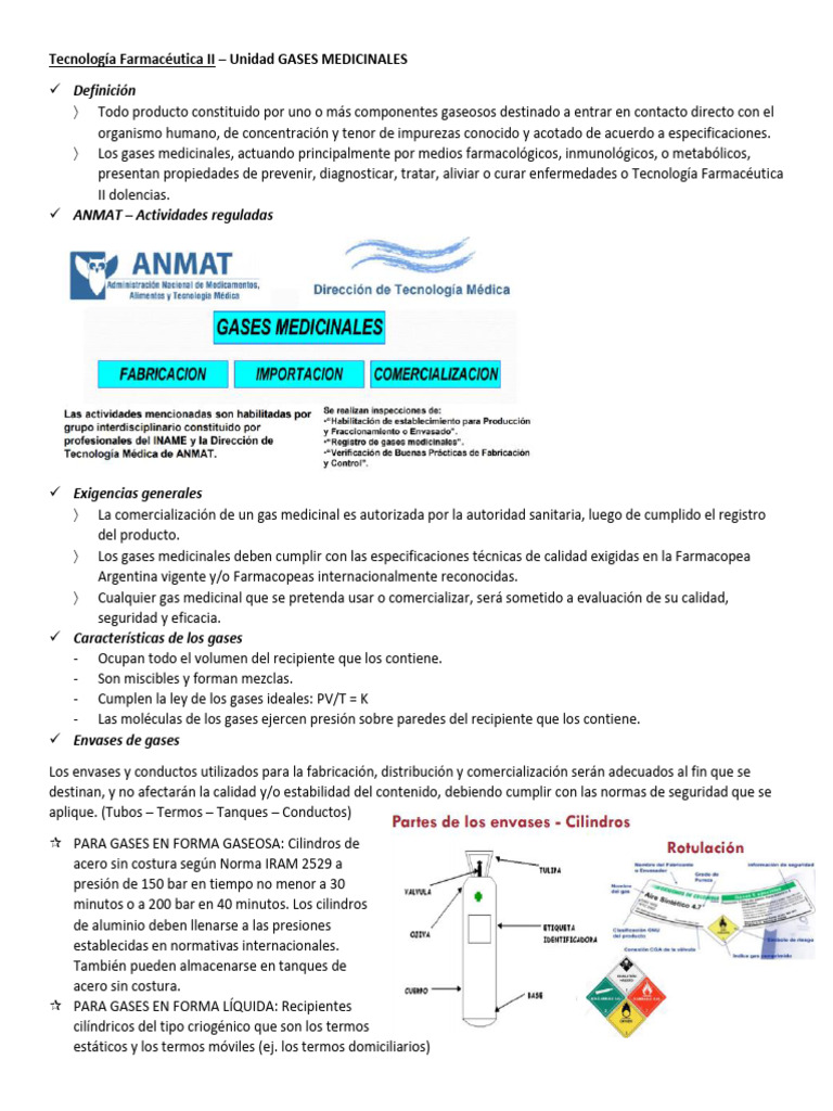 Gases Medicinales: Definición y Usos | PDF | Oxígeno | Helio