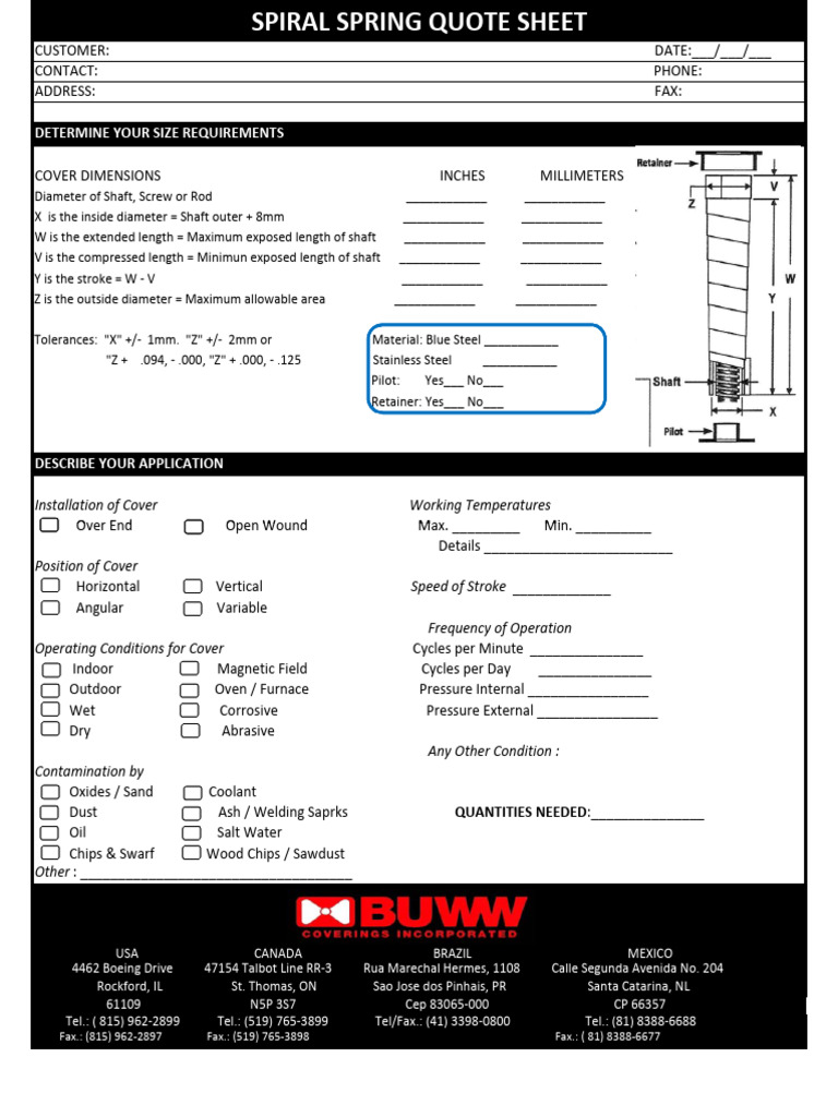 Spiral Spring Quote Sheet Template | PDF | Mechanical Engineering ...