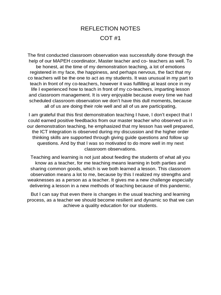 Cot Reflection | PDF