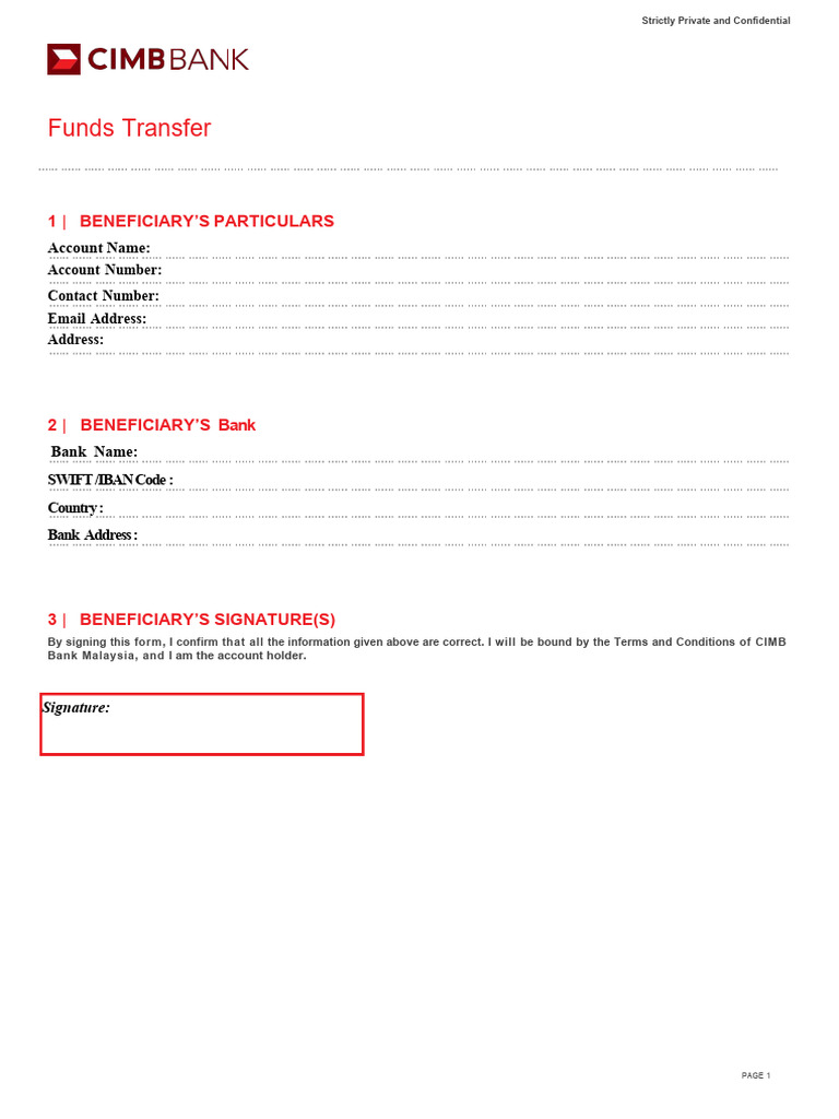 CIMB Bank Funds Transfer Form | PDF