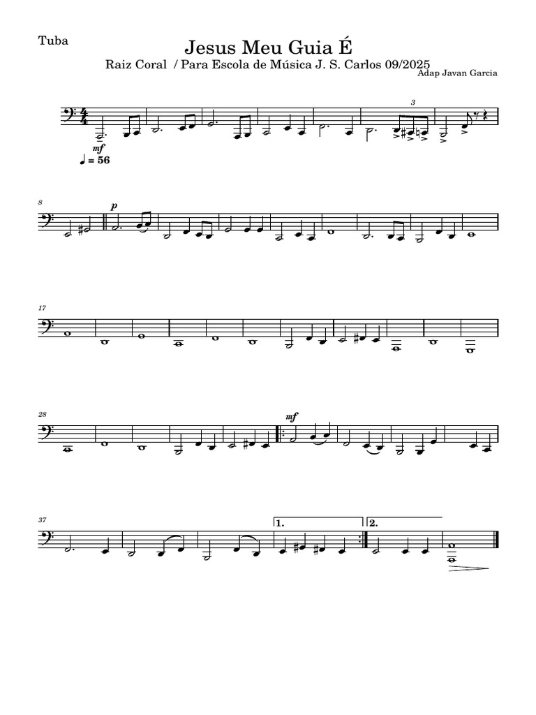 Jesus Meu Guia É - Partitura para Tuba | PDF