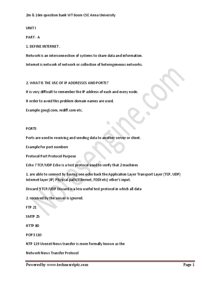 Anna University CSE 2marks WT | PDF | Cascading Style Sheets | Html Element