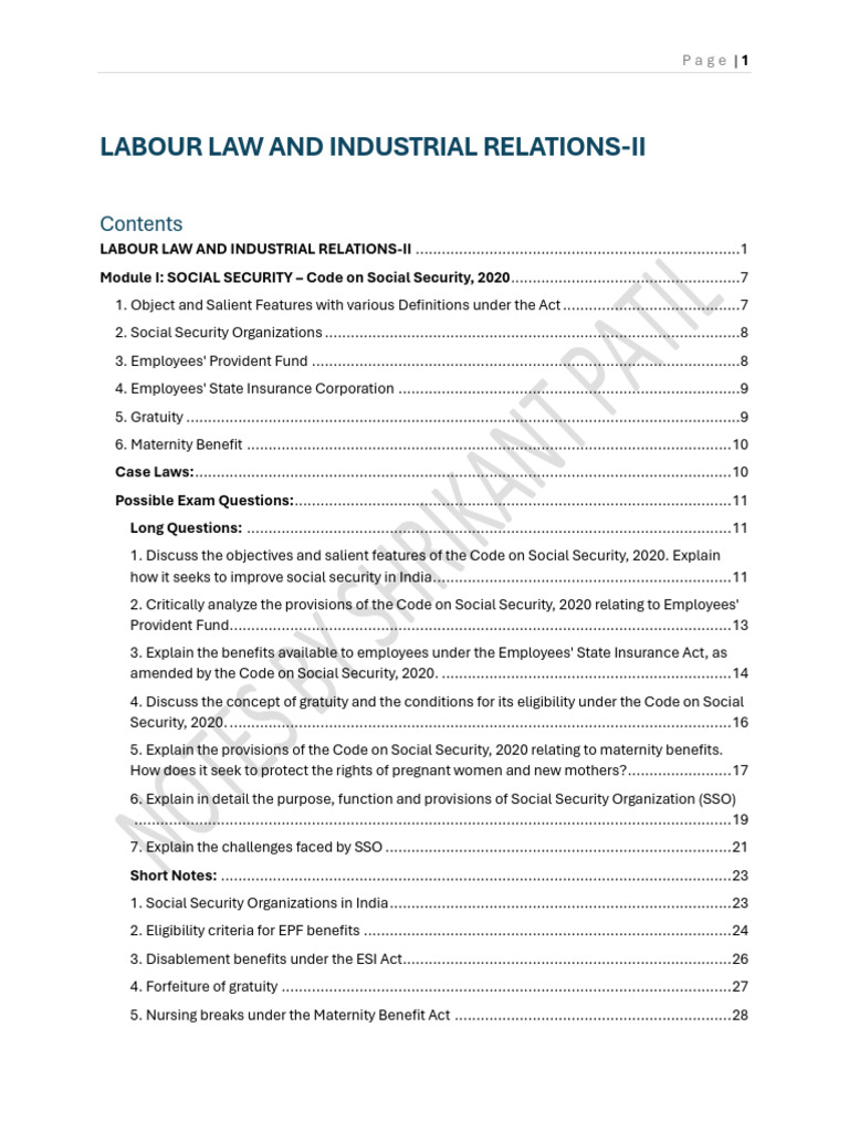 Social Security Code 2020 Overview | PDF | Occupational Safety And ...