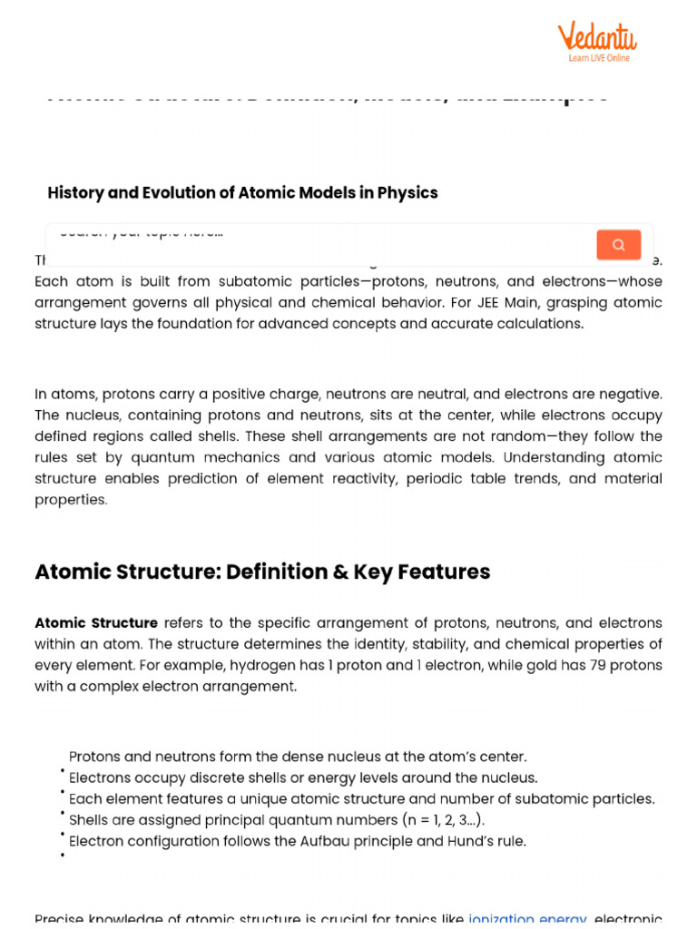Atomic Structure - Definition, Models, and Examples | PDF