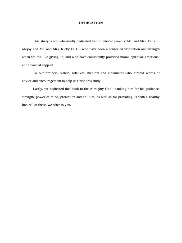 Thesis Acknowledgements and Dedication | PDF | Gratitude | Spirituality