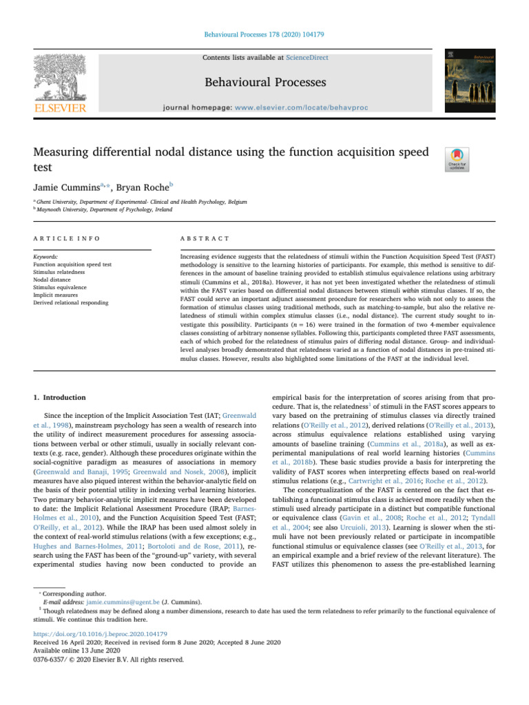 Cummins, Roche - 2020 - Measuring Differential Nodal Distance Using The ...