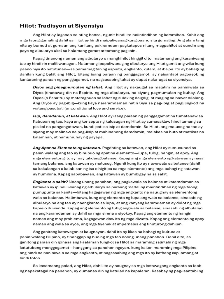 Artikulong Pangakademiko - Hilot | PDF