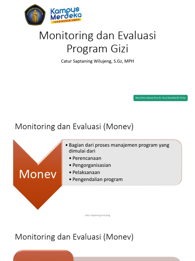 Kuliah Klarifikasi - Week 2 - Monitoring Dan Evaluasi Program Gizi | PDF
