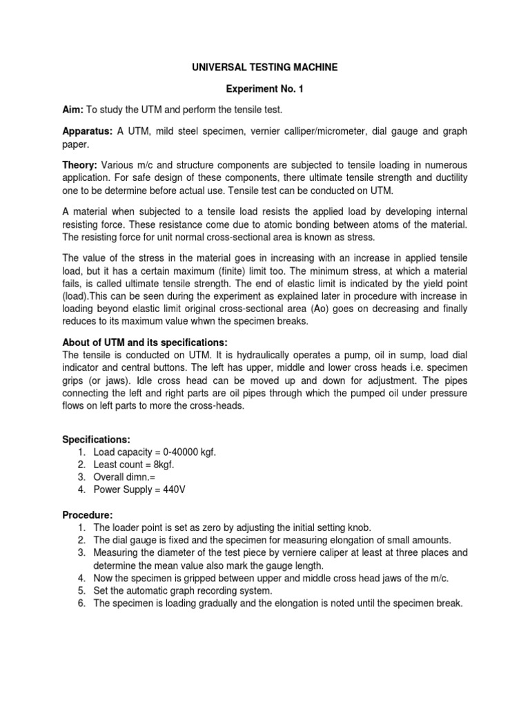 tensile test experiment lab report - Sue McGrath