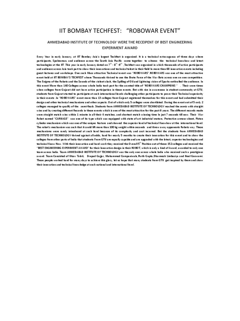 Iit Bombay Techfest | PDF | Science And Technology | Science