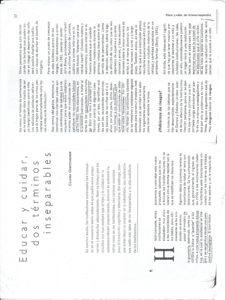 Gerstenhaber Educar y Cuidar... | PDF
