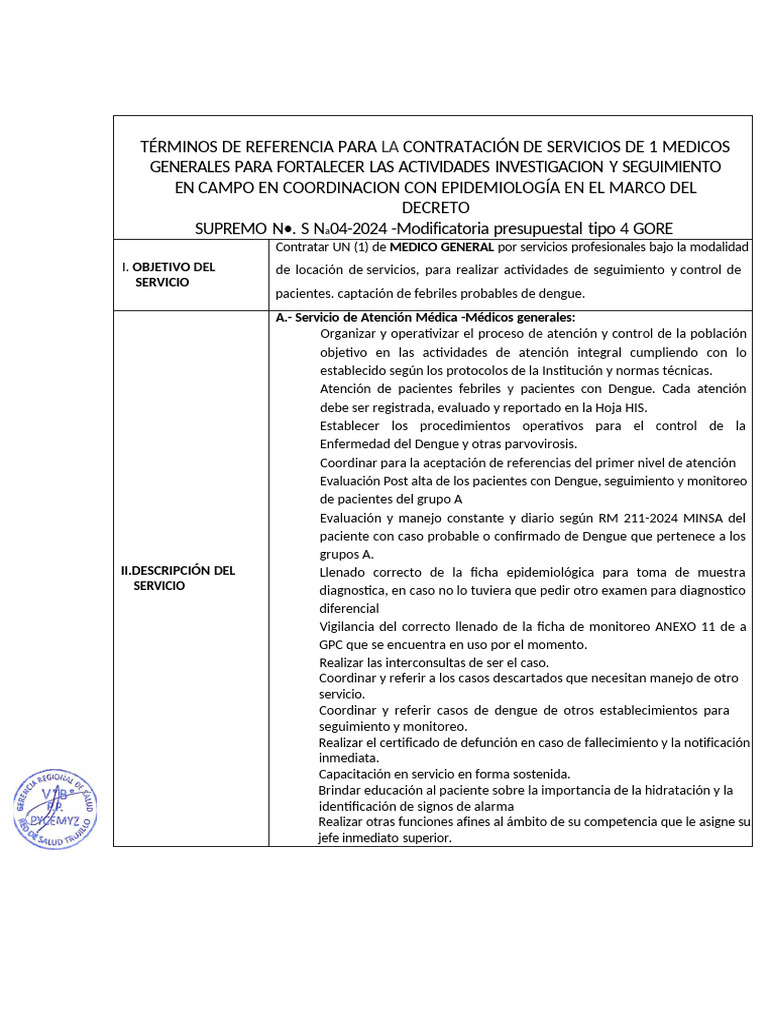 TDR - 1 Medico General (30 Dias) | PDF | Medicina | Cuidado de la salud