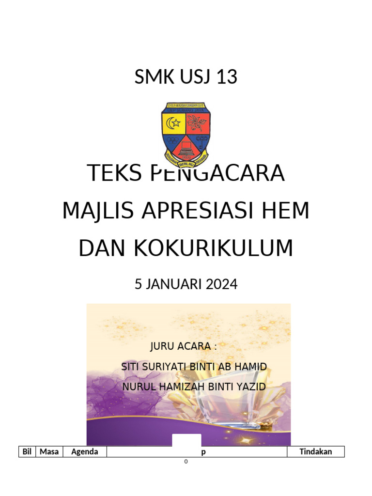 Majlis Apresiasi HEM SMK USJ 13 | PDF