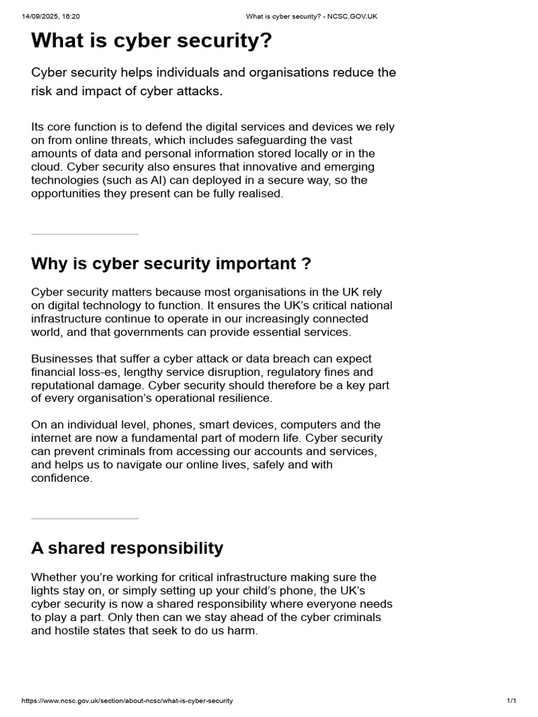What Is Cyber Security - NCSC - gov.UK | PDF