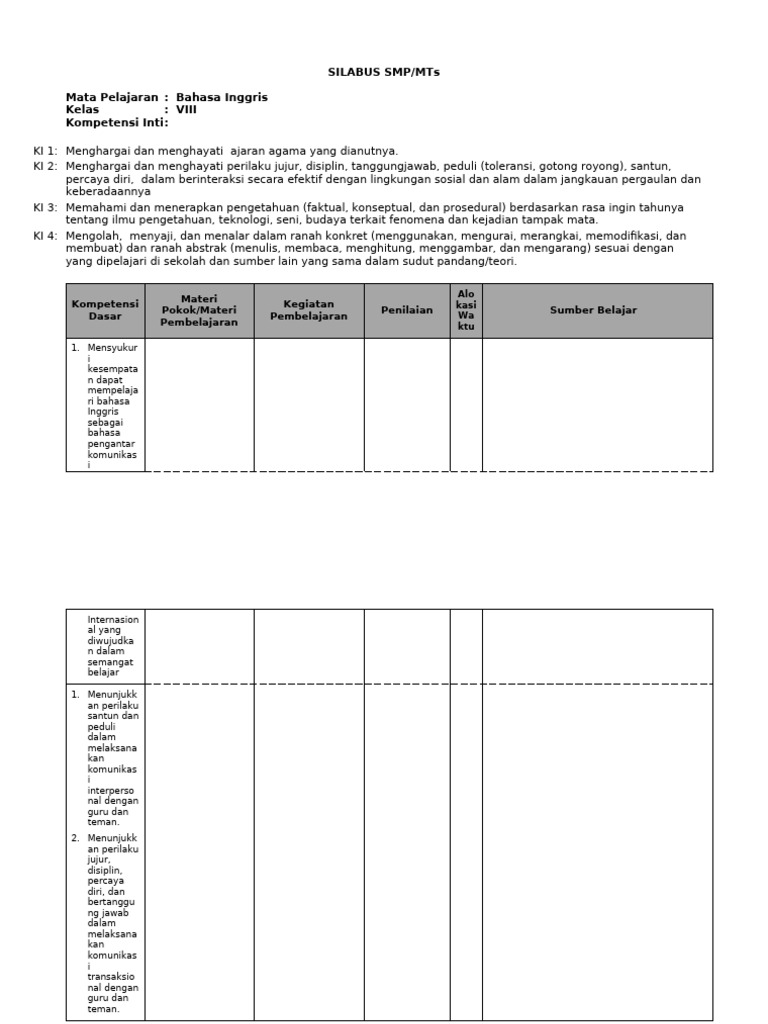 Silabus SMP Viii | PDF