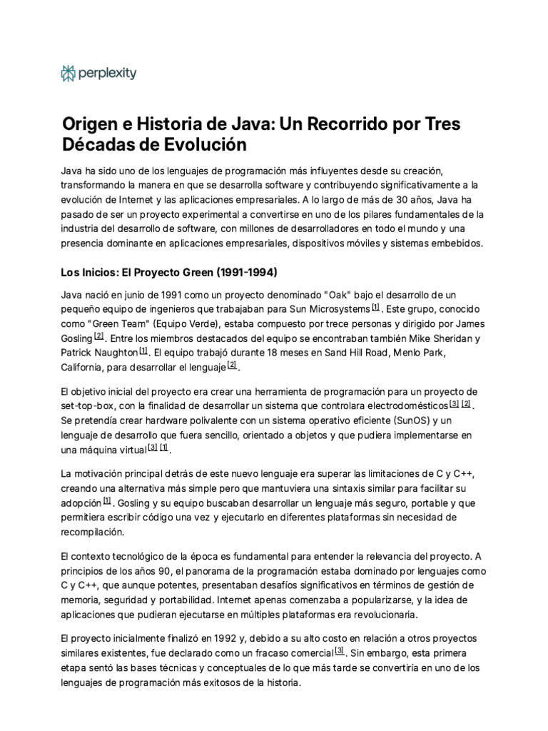 Origen e Historia de Java_ Un Recorrido Por Tres D | PDF | Java (lenguaje de programación ...