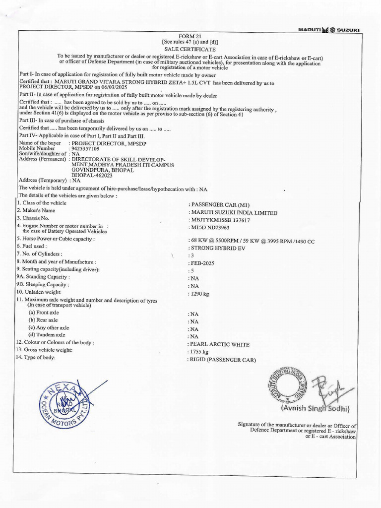 Grand Vitara Form 21, 22 | PDF