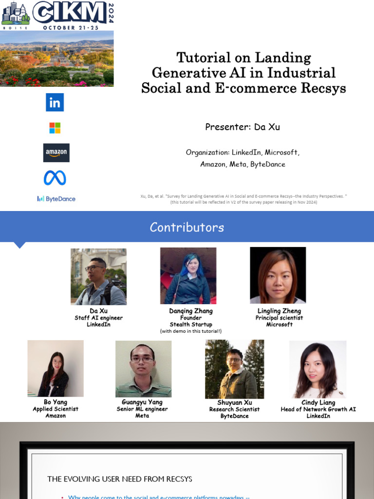 Tutorial On Landing GenAI in Industrial Social and Ecommerce Recsys ...