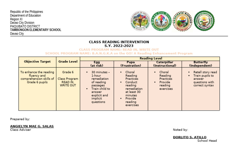 Grade 6 Reading Intervention Program | PDF