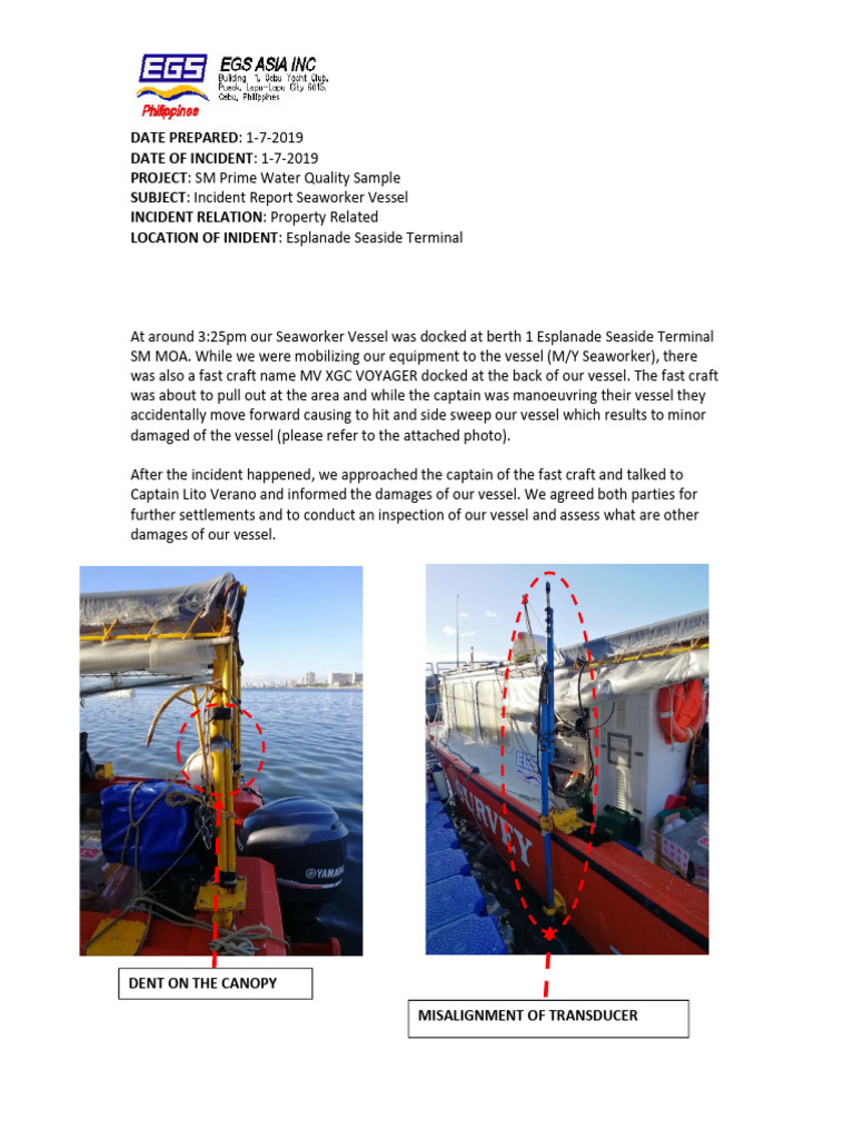 Seaworker Vessel Incident Report | PDF
