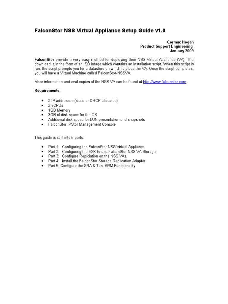 Step-By-Ste Falcons Tor NSS Virtual Appliance & VMWare SRM | PDF | Replication (Computing ...