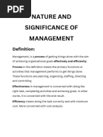 Nature and Significance of Management | PDF | Science | Profession