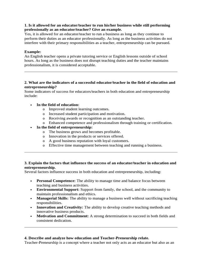 Uts Teacherpreneurship by Rizki Omilia Purnama | PDF | Teachers ...