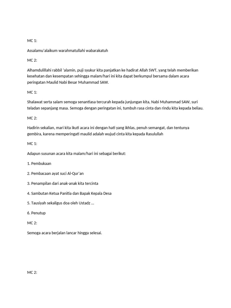 MC Acara | PDF