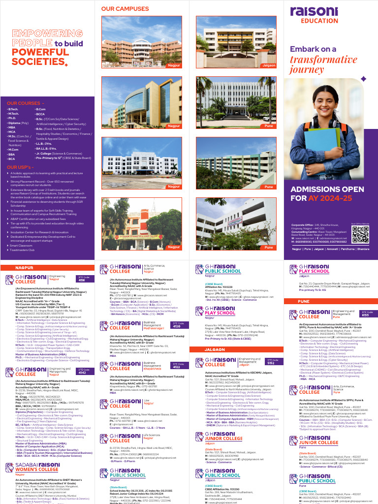 Raisoni Education - Four Fold 2024 | PDF | Engineering | Computing