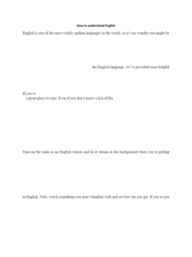 Tips for Understanding English Language | PDF | English Language ...