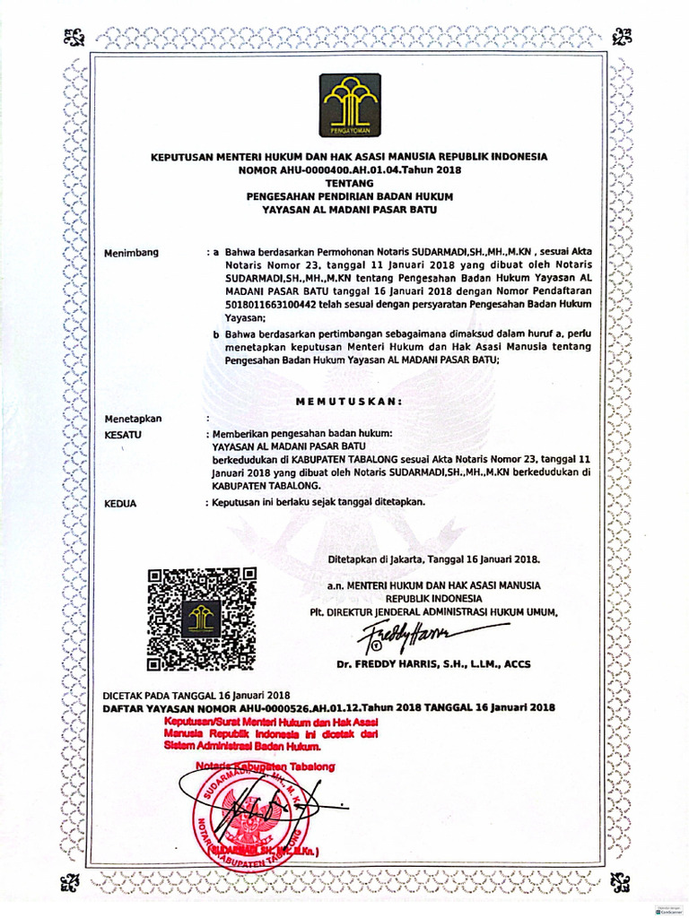Akta Notaris Yayasan | PDF