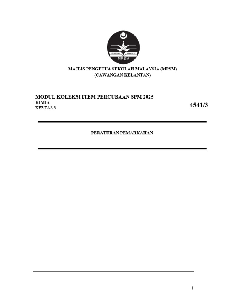 Trial Kimia SPM K3 2025 PP | PDF