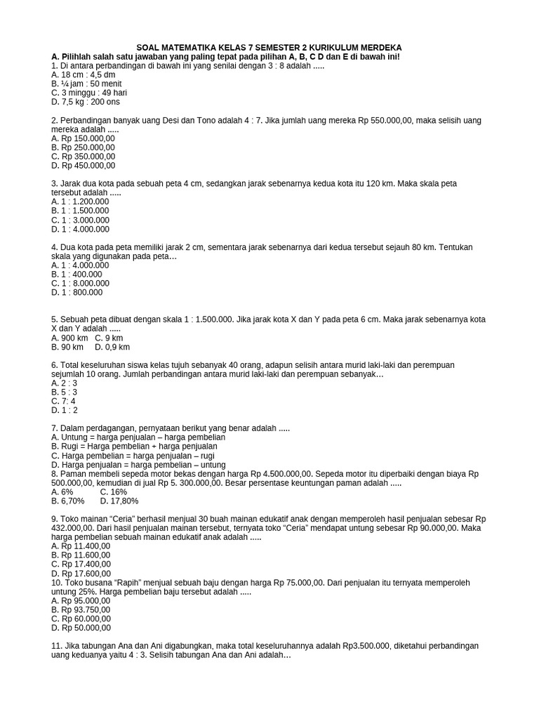 SOAL 2023 MATEMATIKA PAT | PDF