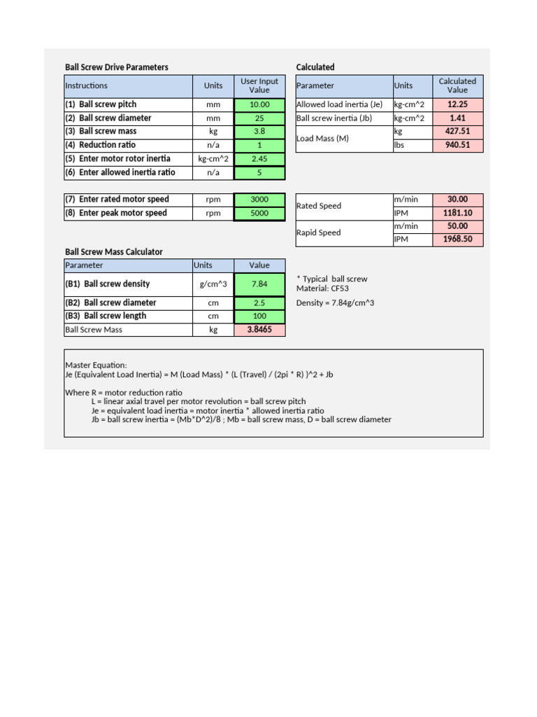 Motor Load Calculation - CUR1358 | PDF | Mass | Machines