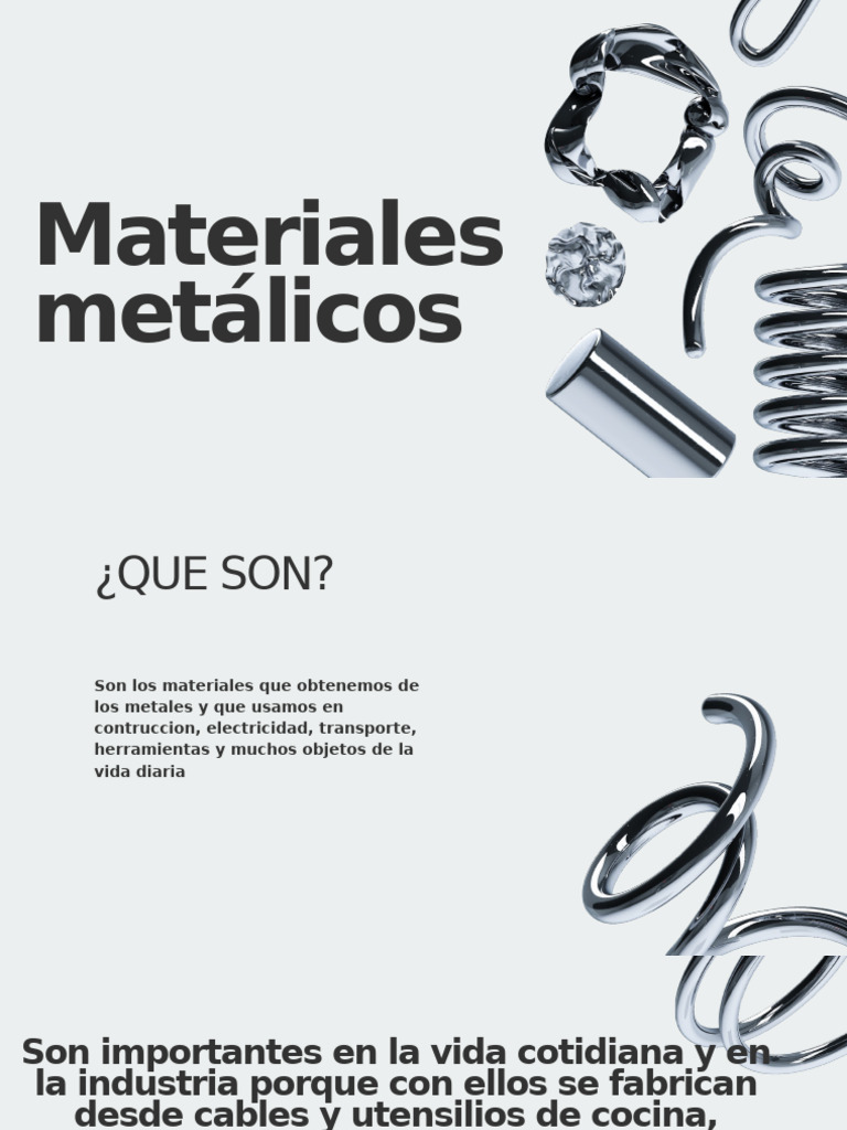Materiales Metálicos: Usos y Propiedades | PDF | Rieles | Metal no ferroso