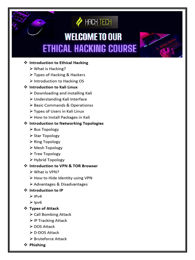HACKTECH Ethical Hacking Course | PDF