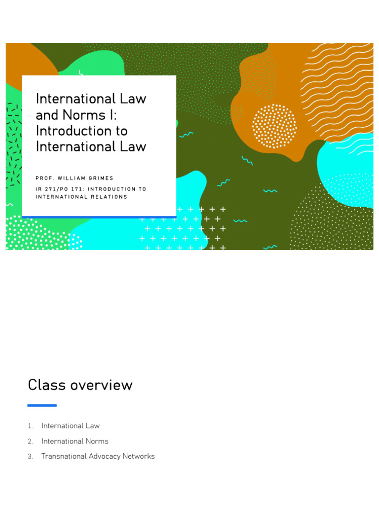 IR 271 - International Law I | PDF | International Law | Treaty