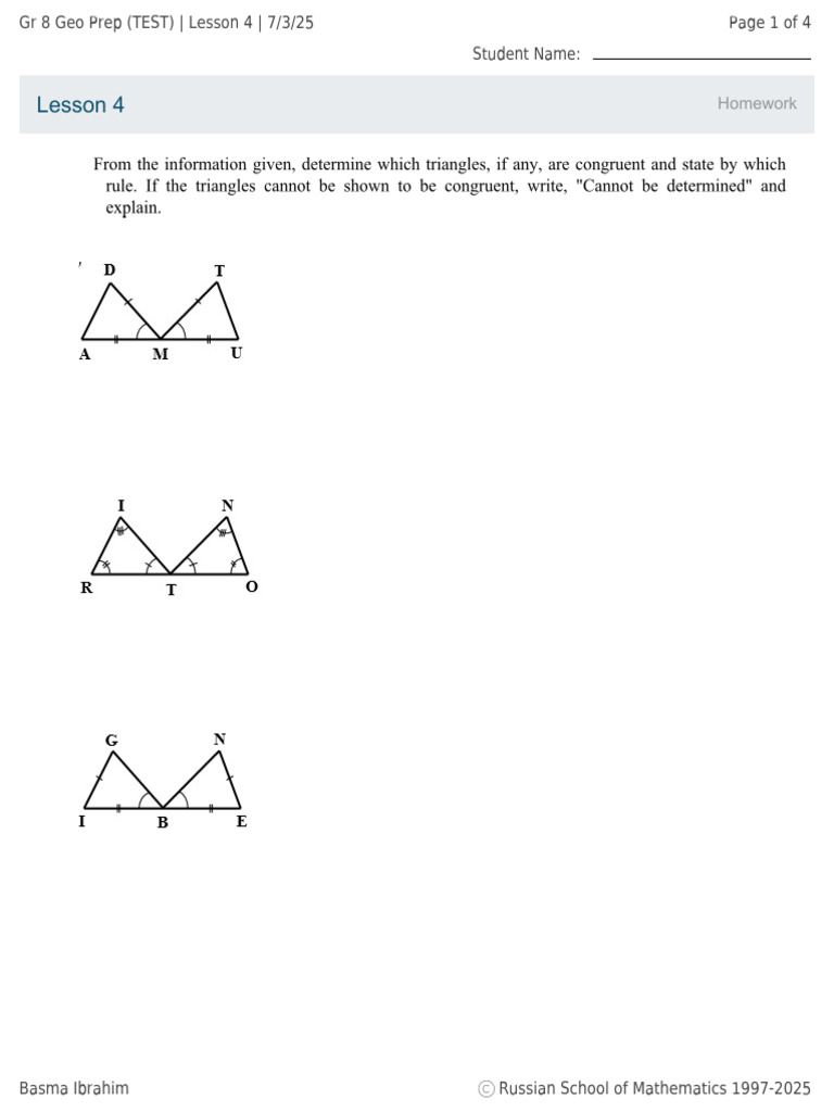 GR 8 Geo Prep (TEST) Student Handout Lesson 4 | PDF