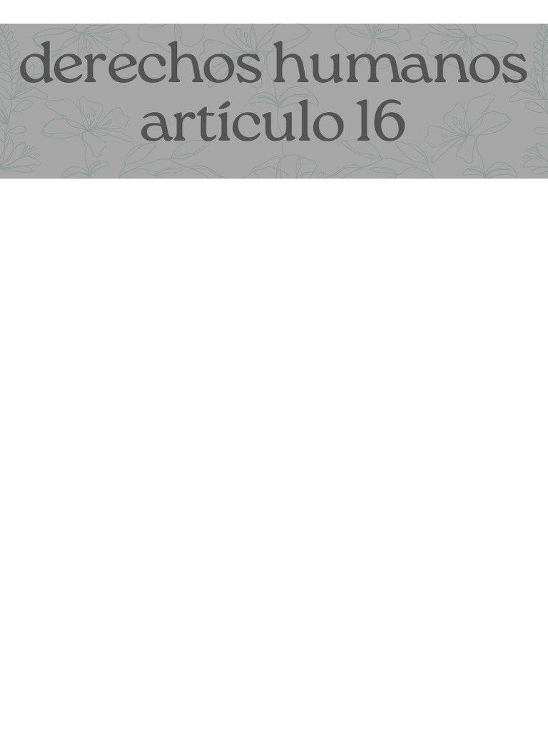 Declaración de Los Derechos Humanos Artículo N°16 | PDF