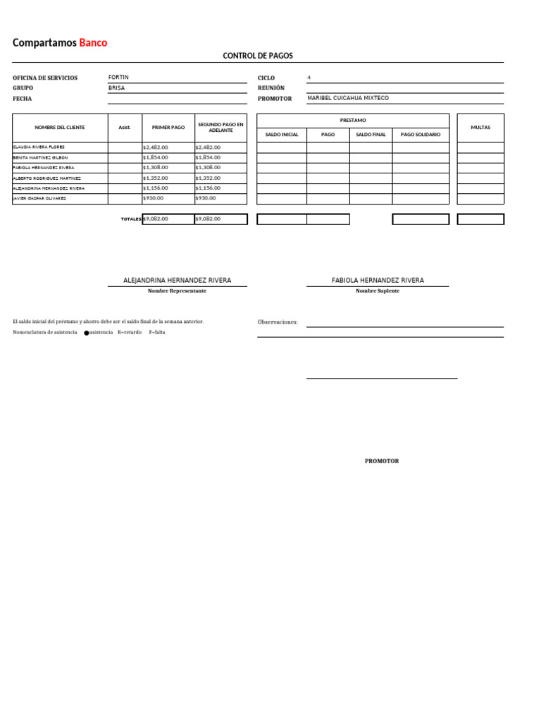 Control de Pagos de Clientes Fortín | PDF