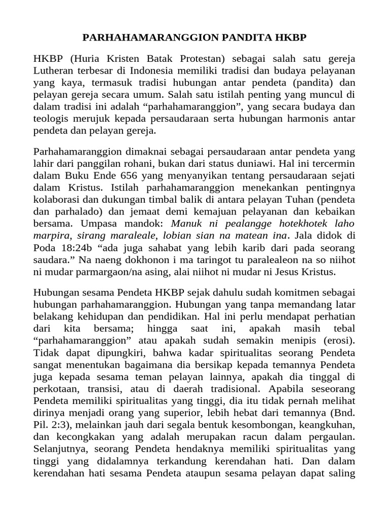 Parhahamaranggion Pandita HKBP | PDF