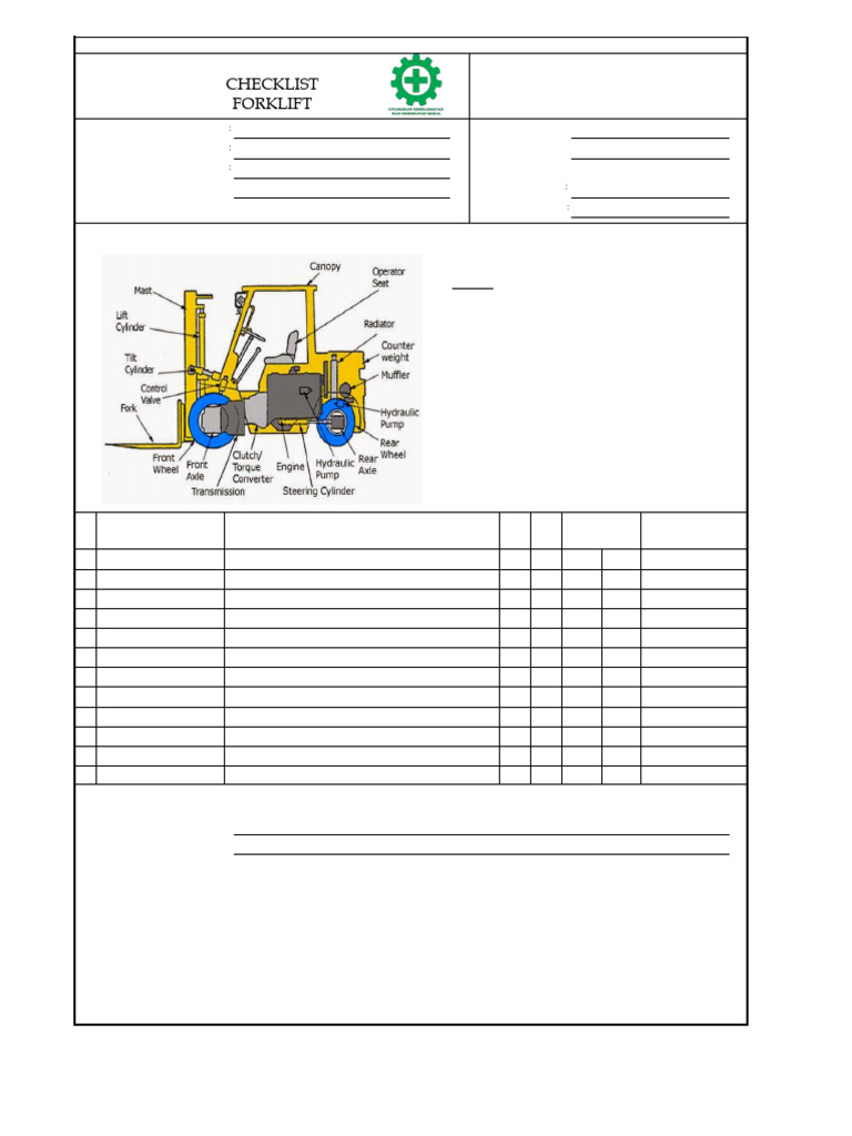 Form Checklist Inspeksi Forklift Harian | PDF