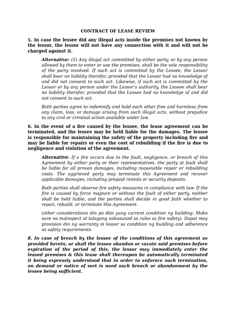 Contract of Lease Review | PDF | Lease | Breach Of Contract