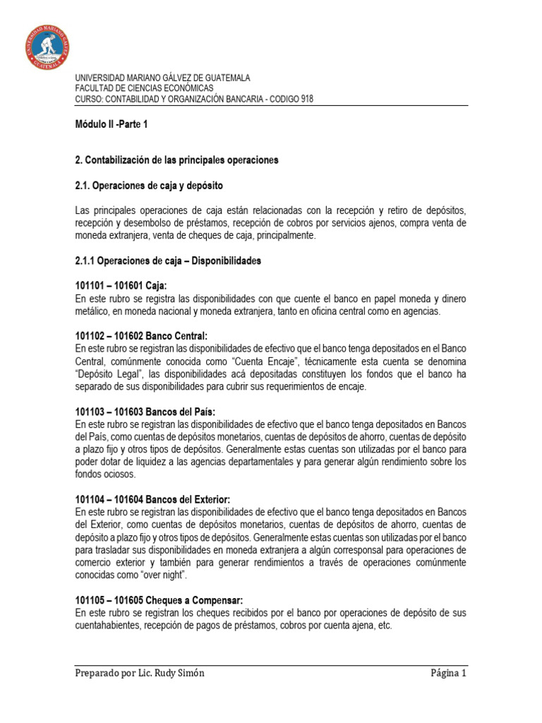 Modulo II Parte 1. Principales Operaciones de Caja | PDF | Bancos | Cheque